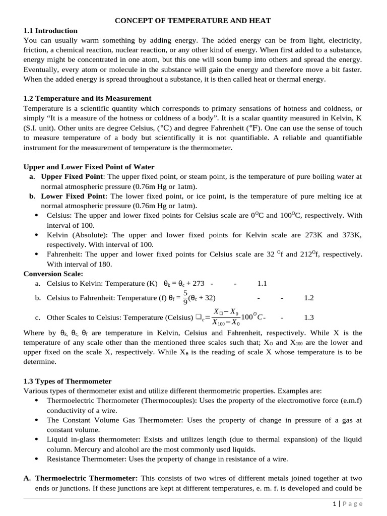 Heat and Temperature (Temperature Scale) | PDF | Temperature | Thermometer