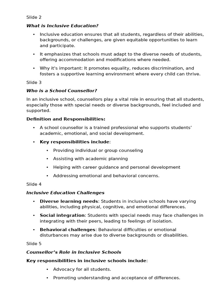 Role of Counselors in Inclusive Education | PDF | Inclusion (Education ...