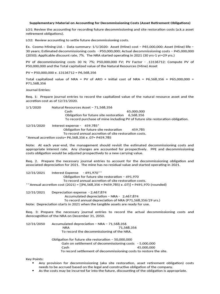 Accounting for Decommissioning Costs | PDF | Depreciation | Accounting