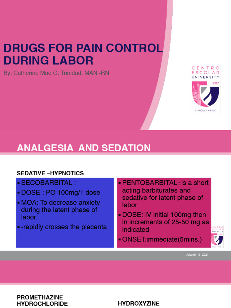 Drugs For Pain Control in Labor | PDF | Opioid | Childbirth