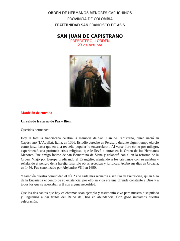 San Juan de Capistrano | PDF | Santo