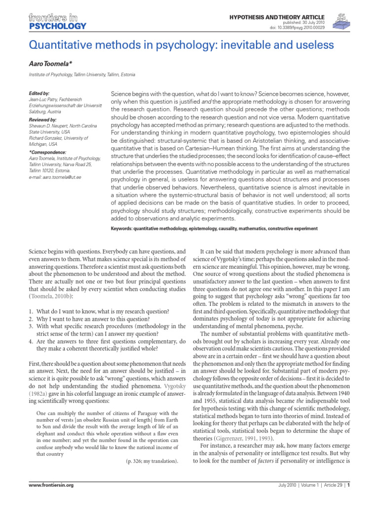 Fpsyg 01 00029 | PDF | Causality | Quantitative Research