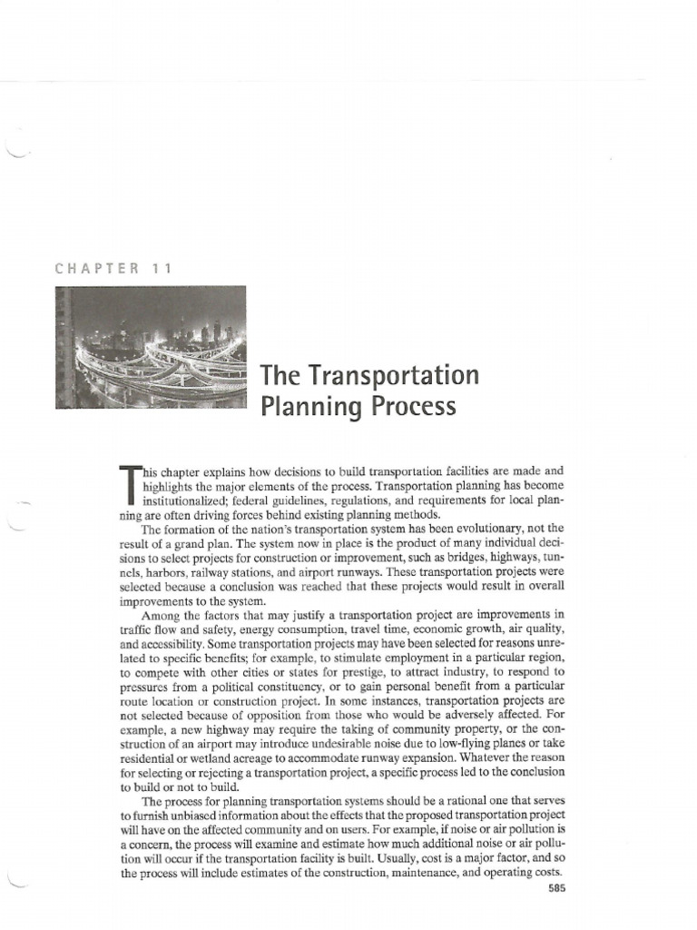 Chapter 11 the Transportation Planning Process | PDF