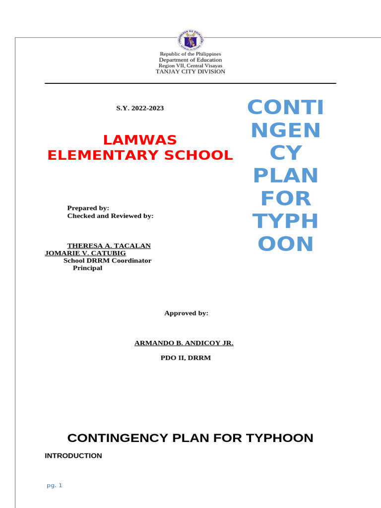 Typhoon Contingency Plan for Schools | PDF | Synoptic Meteorology And ...