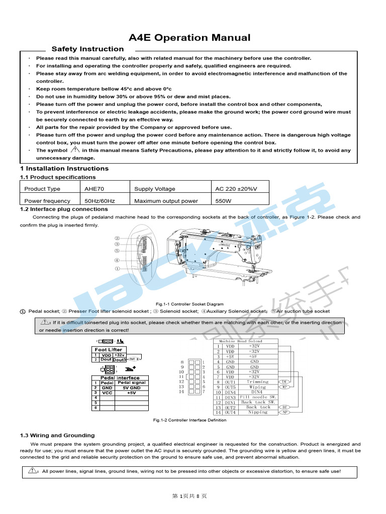 A4E Electric Control Manual PowerMax | PDF | Sewing Machine | Ac Power Plugs And Sockets
