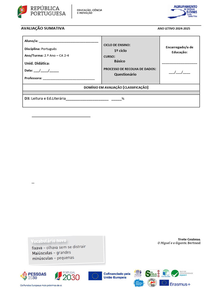 QA1 - PORT - 2.º Ano. Adapt | PDF