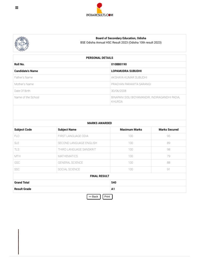 BSE-ODISHA Result of BSE Odisha Annual HSC Result 2023 (Odisha 10th ...