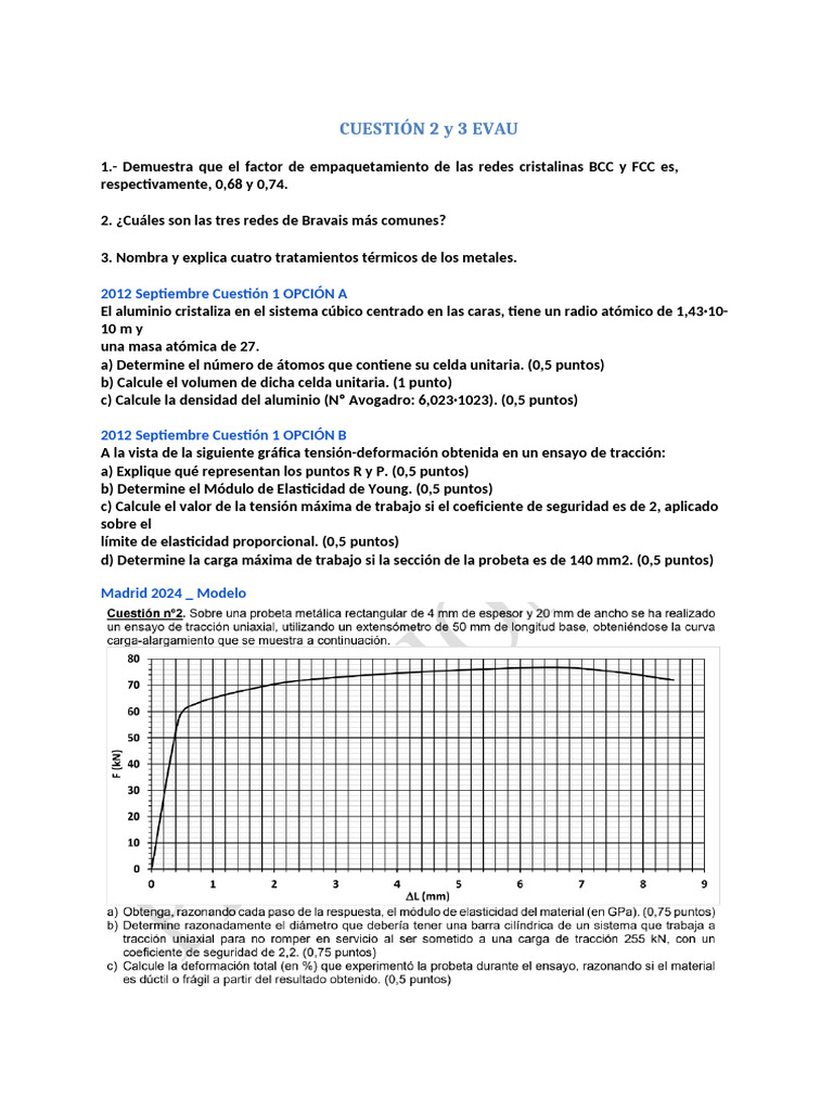 T2 - Cuestiones 2 y 3 - EVAU - Enunciados | PDF | Ciencia y matemáticas