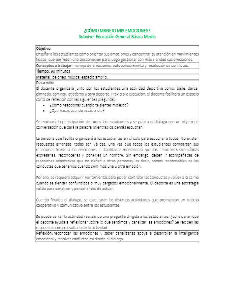 Como Manejo Las Emociones Pdf