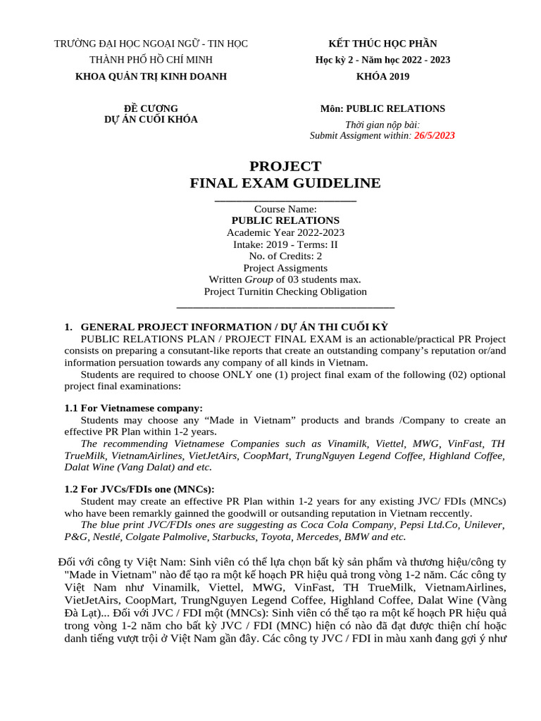 PR - Final Exam - Group Project Report - 26052023 | PDF | Educational Assessment