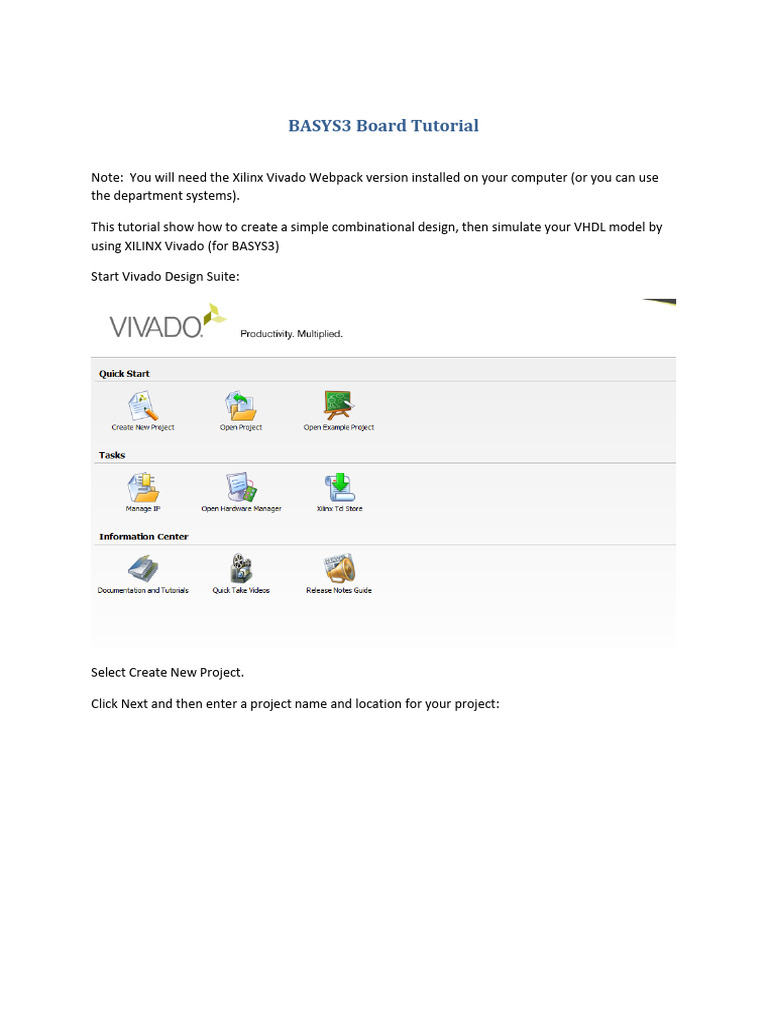 BASYS 3 - Vivado Tutorial | PDF | Vhdl | Computer Science