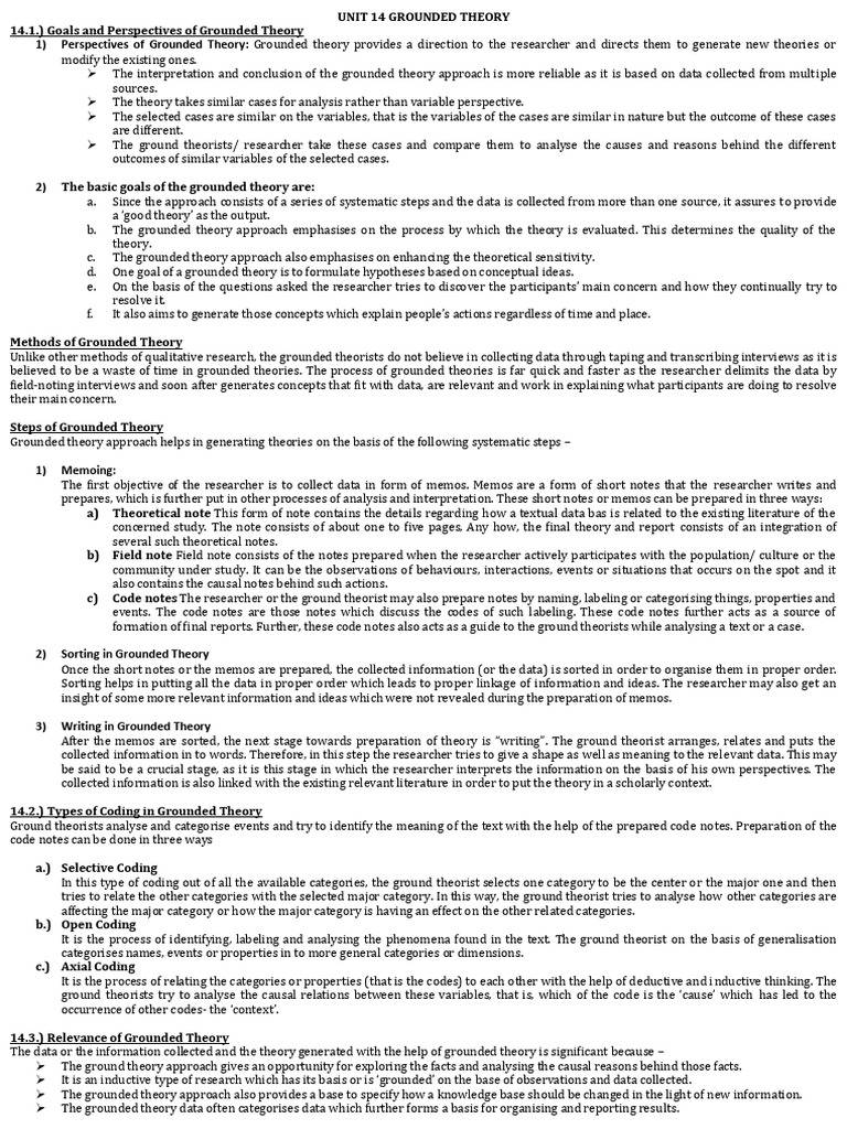 Unit 14 Grounded Theory | PDF | Theory | Information