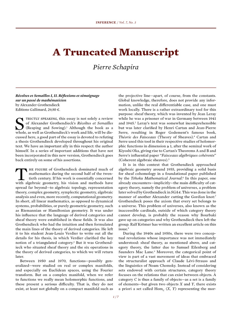 A Truncated Manuscript | PDF | Category Theory | Geometry