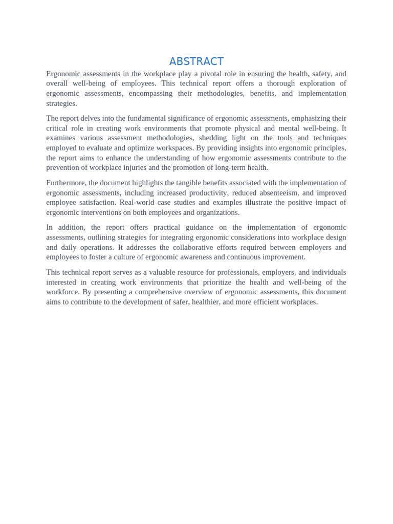 Ergonomic Assessment in The Workplace | PDF | Human Factors And ...