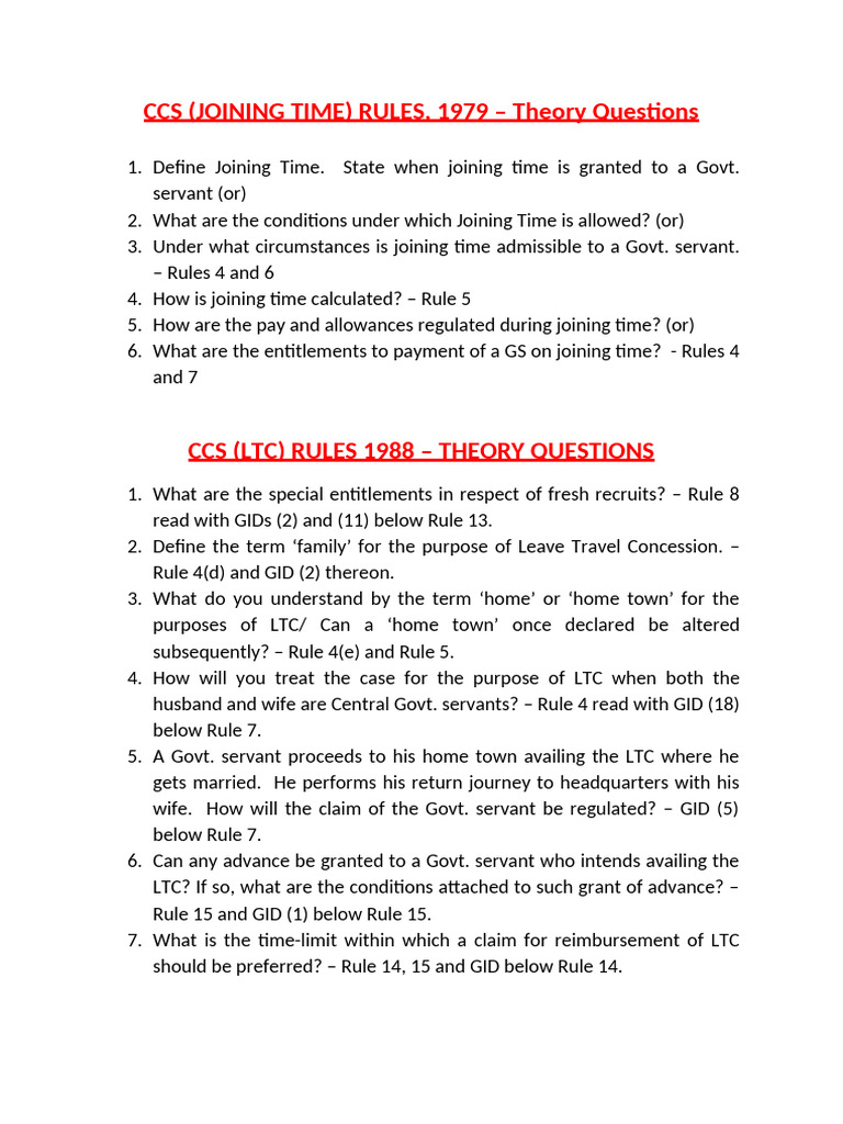 Theory Questions-Joining Time, LTC | PDF | Law