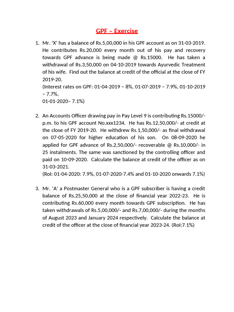 GPF Exercise | PDF | Finance & Money Management