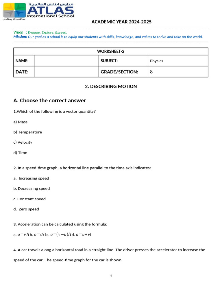 Describing Motion Worksheet Answers | PDF | Acceleration | Velocity