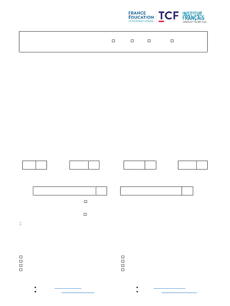 2023 Fiche Inscription Phieu Dang Ky Thi TCF | PDF