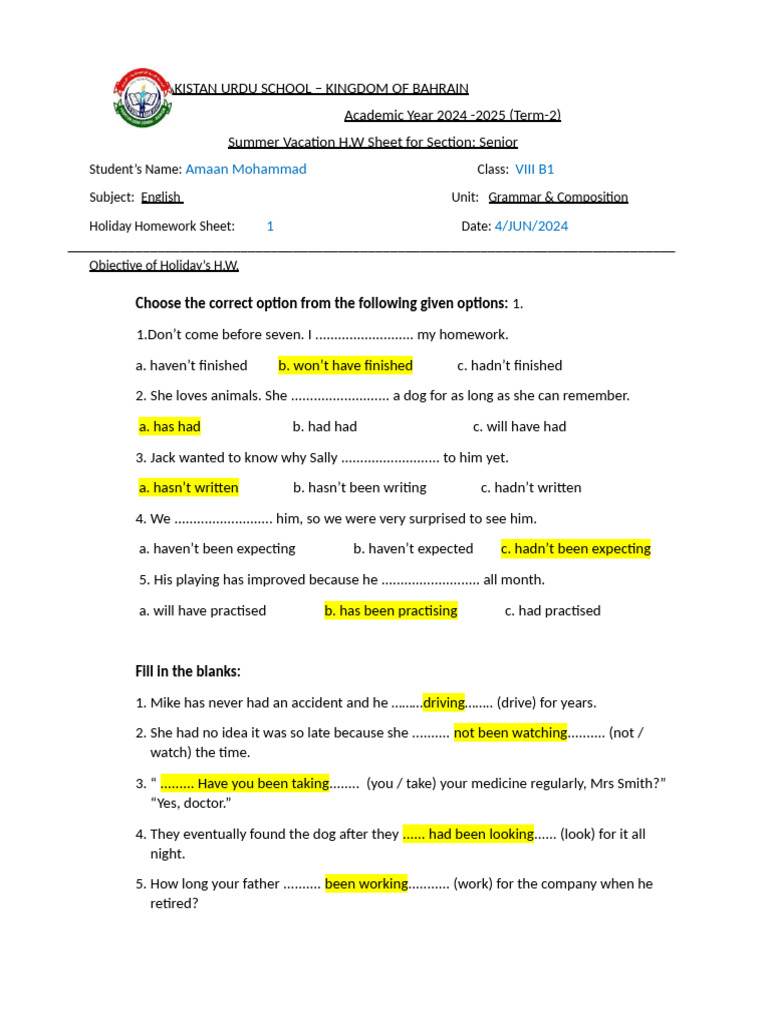 Gr.8 Holiday Homework English | PDF | Environmental Impact | Earth Sciences