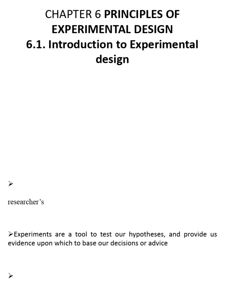 Chapter 6 Principles of Experimental Design-1 | PDF | Errors And Residuals | Experiment