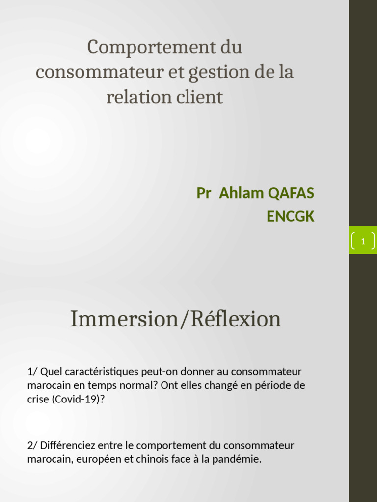 Comportement Du Consommateur Et Gestion de La Relation | PDF | Gestion de la relation client ...