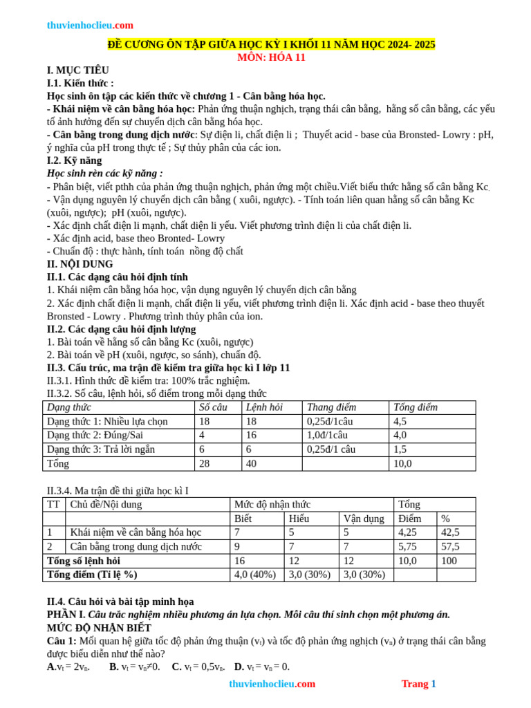 De Cuong Hoa 11 KNTT Nam Hoc 24 25 | PDF