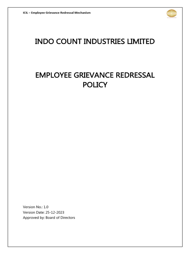 Employee Grievance Redressal Policy | PDF | Employment | Business