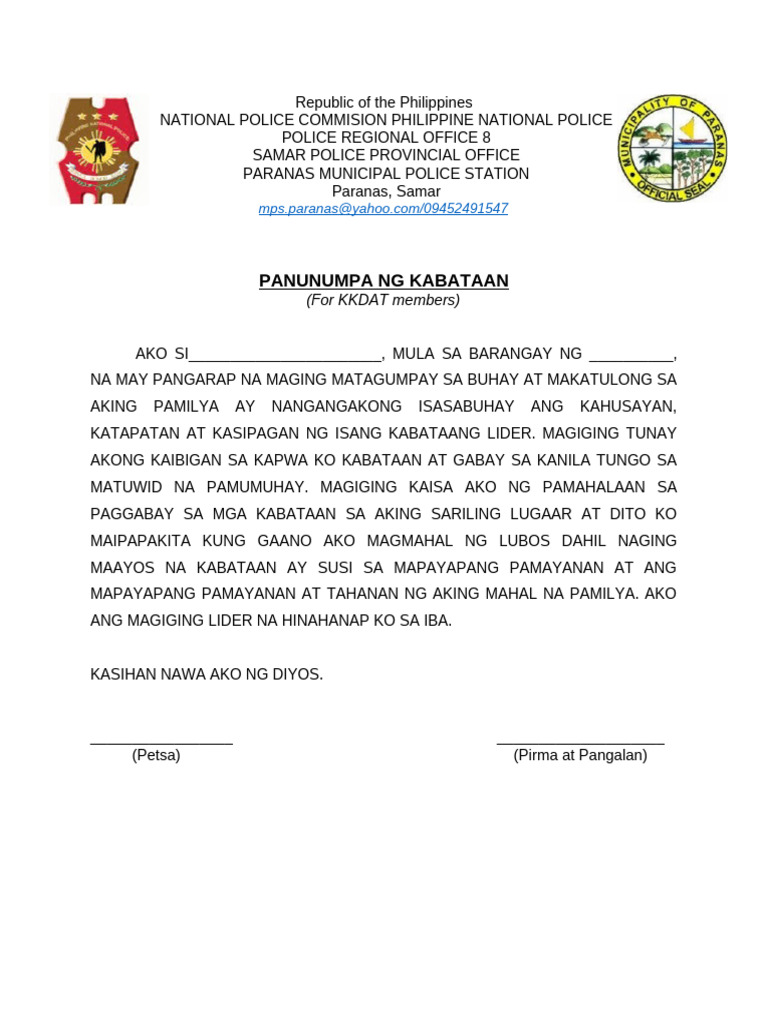 Panunumpa Kkdat | PDF