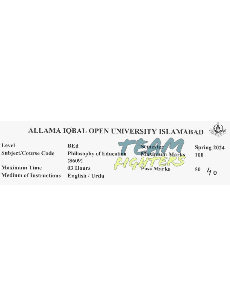 (Aiou)-8609 Solved by Team Fighters | PDF (Aiou)-8609 Solved by Team Fighters | PDF