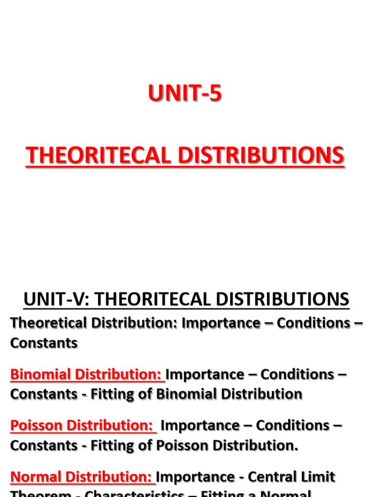 Unit-5 - Theoritecal Distributions - Notes | PDF | Probability ...