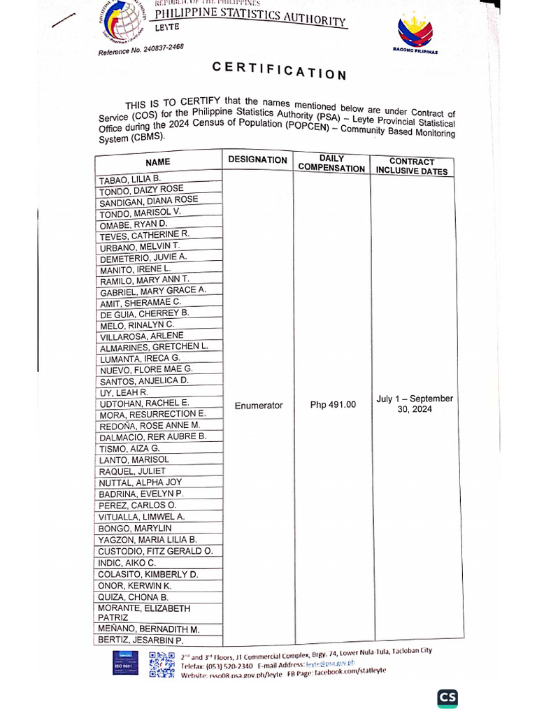 BIR Certification Tanauan | PDF
