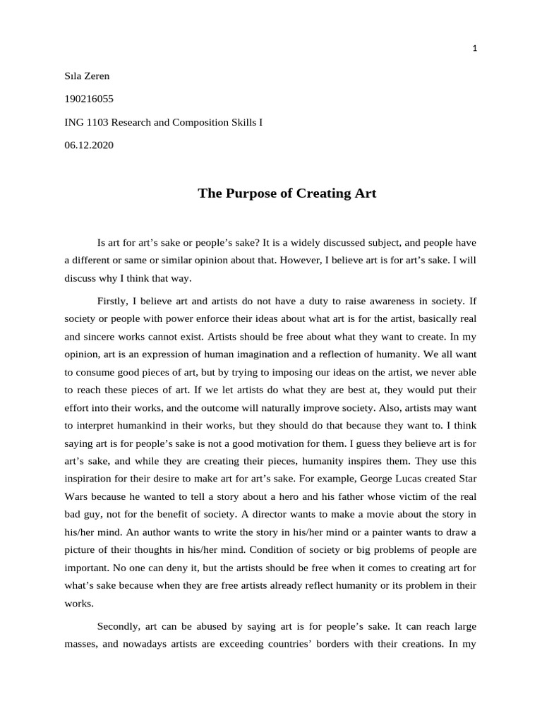 The Purpose of Creating Art | PDF | Art