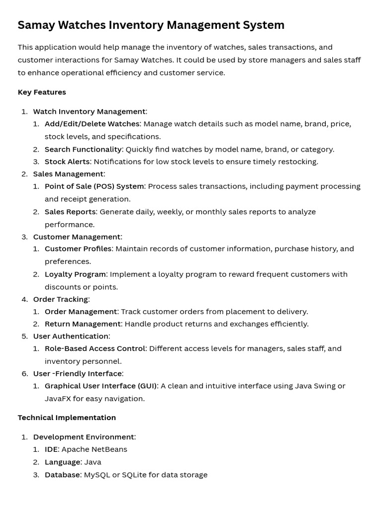 Samay Watches Inventory System Overview | PDF | Net Beans ...