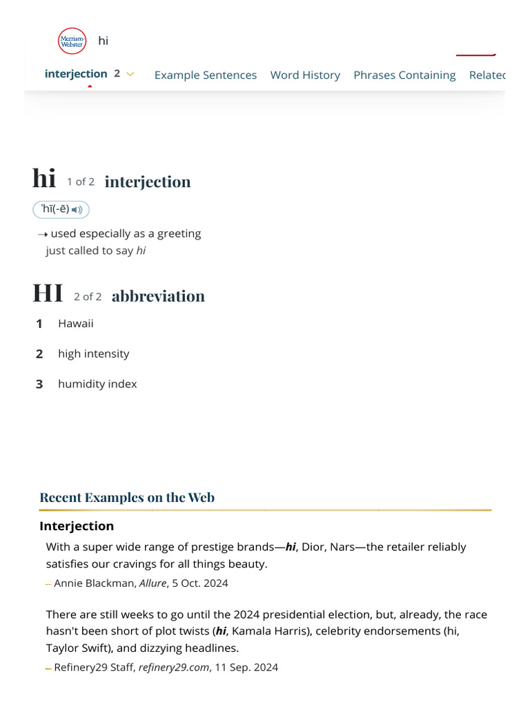 Hi Definition & Meaning - Merriam-Webster | PDF | Linguistics ...