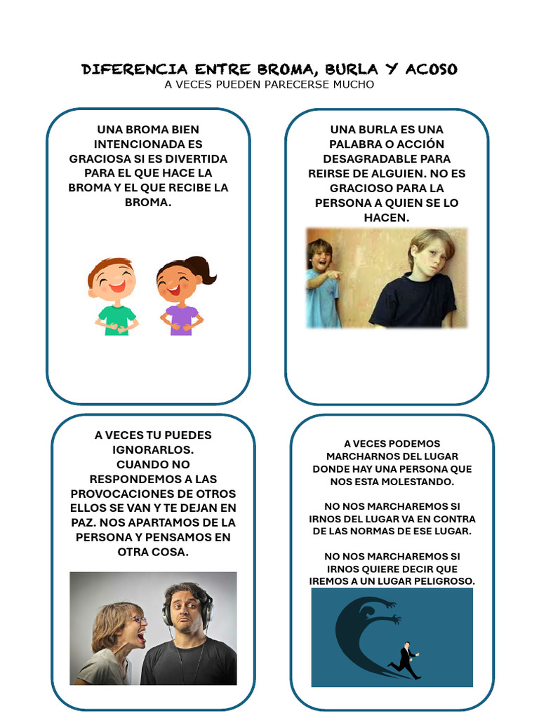 Diferencias entre broma, burla y acoso | PDF