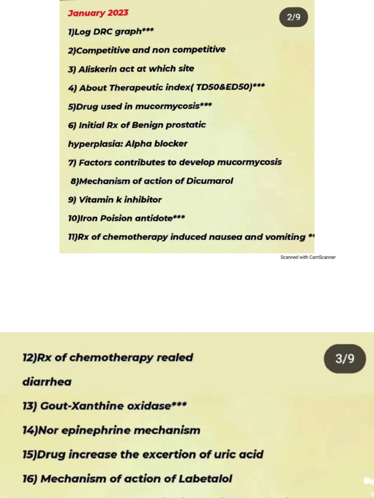 Pharma Pyq Topics | PDF