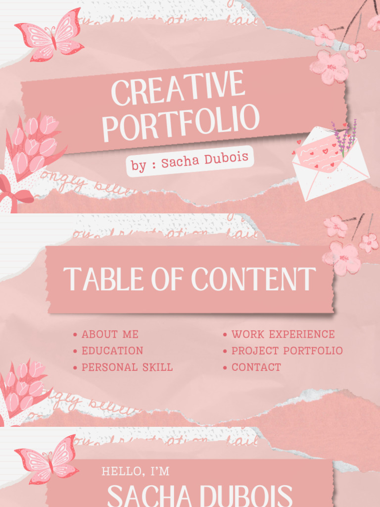 Pink White Pastel Vintage Scrapbook Cute Creative Portfolio ...
