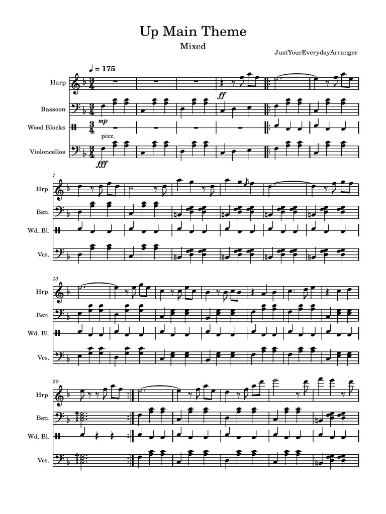 Disney Pixars Up - Main Theme Quartet | PDF