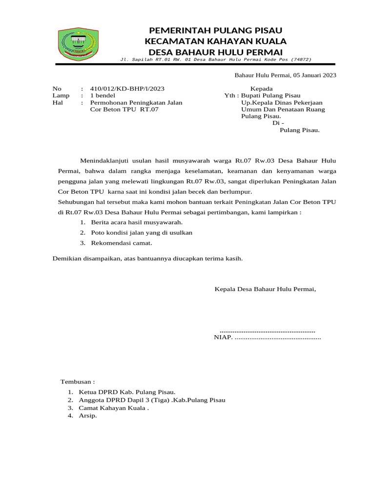 Proposal Peningkatan Jalan Cor Beton RT.07 | PDF
