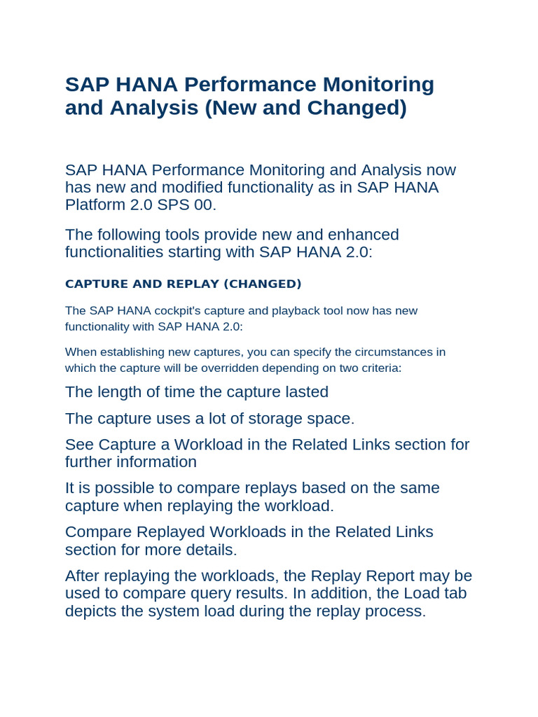 SAP HANA Performance Monitoring and Analysis | PDF | Databases | Computer Data