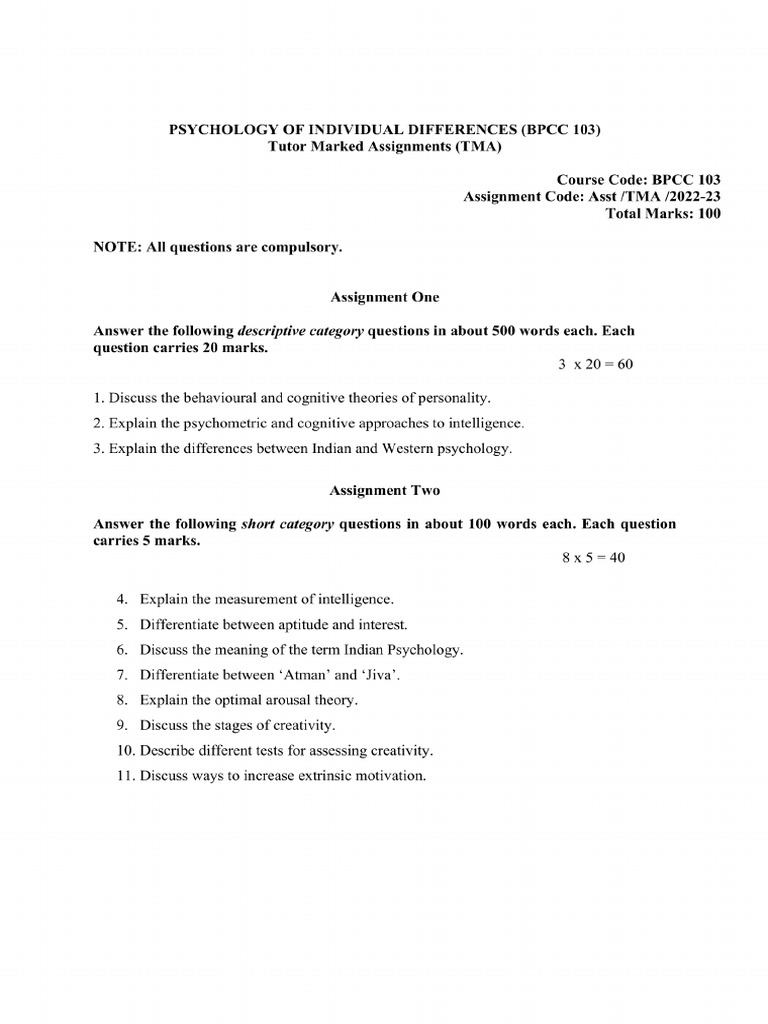 BPCC-103 Solved Assignment | PDF