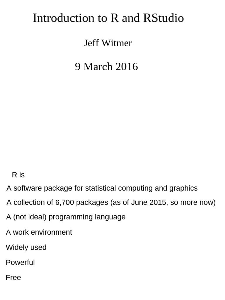 Introduction To R and R Studio | PDF | Computer Science | Software Engineering