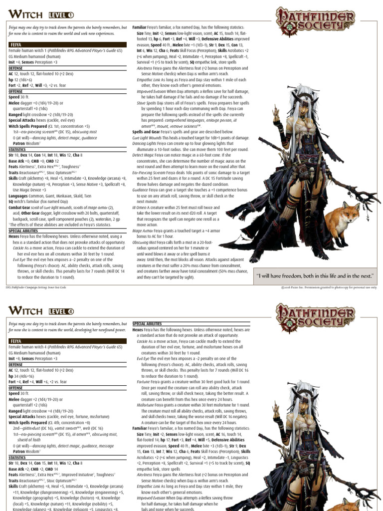 Pregen Witch | PDF | Magician (Fantasy)