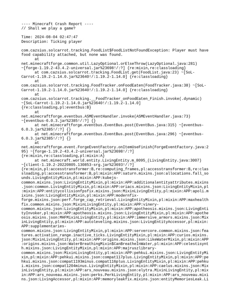 Food Capability Error in Minecraft | PDF | Object (Computer Science) | Object Oriented Programming