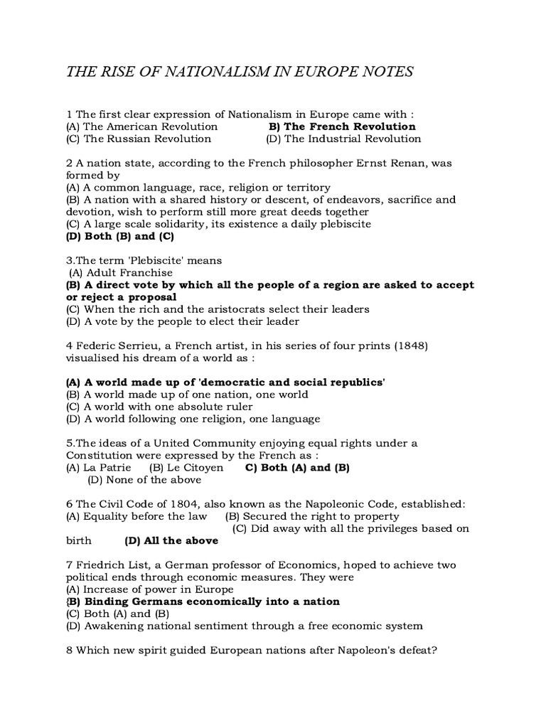 Rise of Nationalism in Europe Questions | PDF | German Empire | Prussia