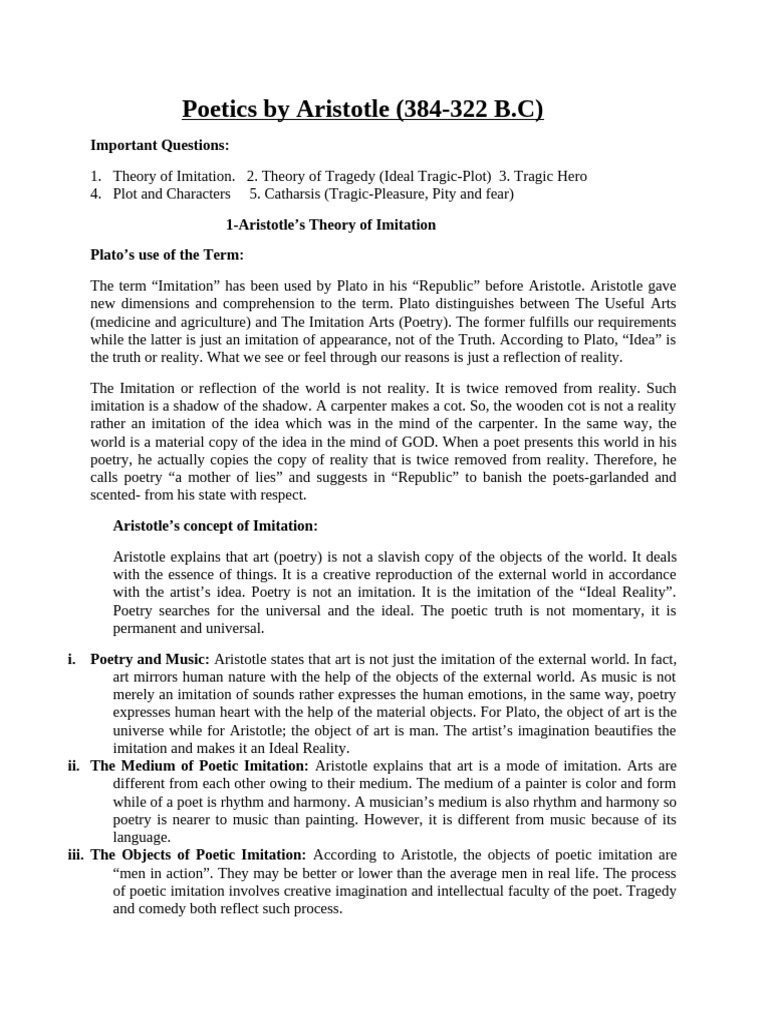 Poetics by Aristotle | PDF | Tragedy | Aristotle