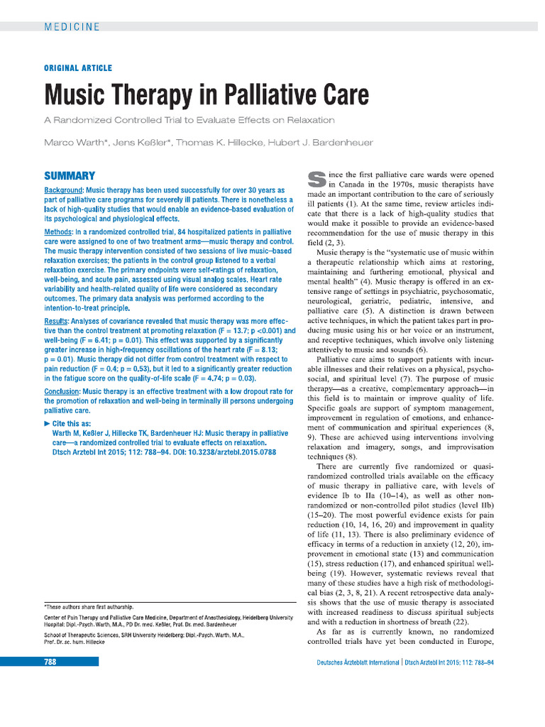 Music Therapy in Palliative Care | PDF