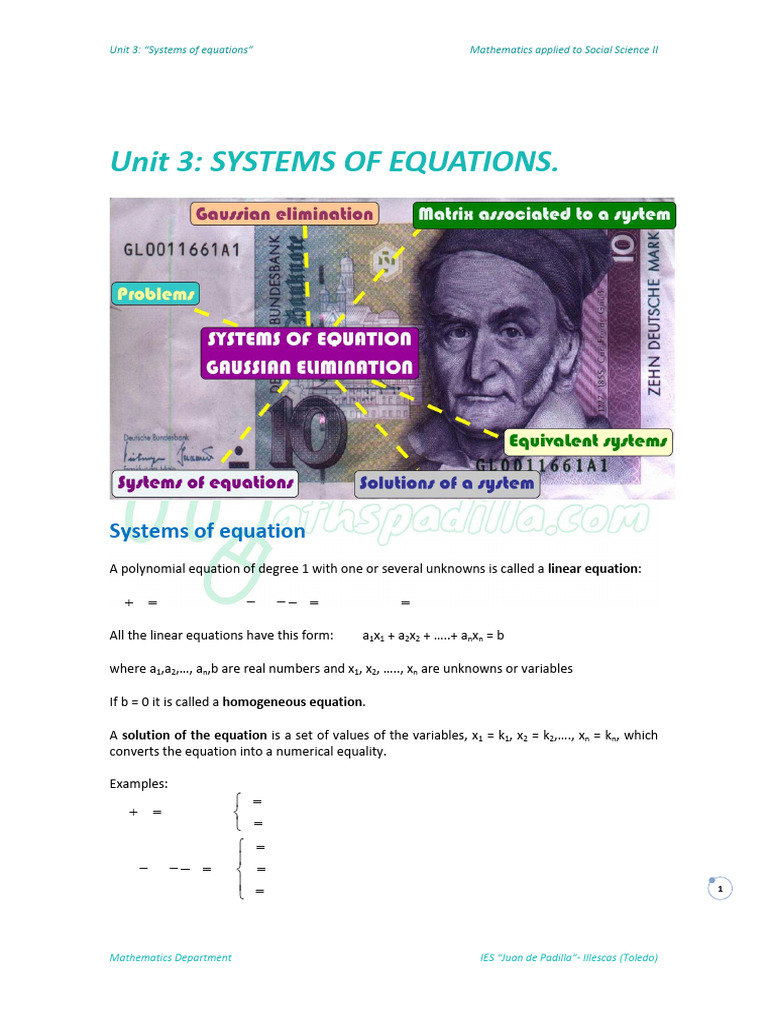 Unit 3 - Systems of Equations | PDF | Matrix (Mathematics) | System Of ...