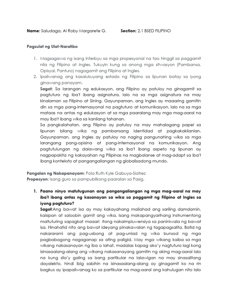 Fil106 - Pagsulat NG Ulat-Naratibo | PDF