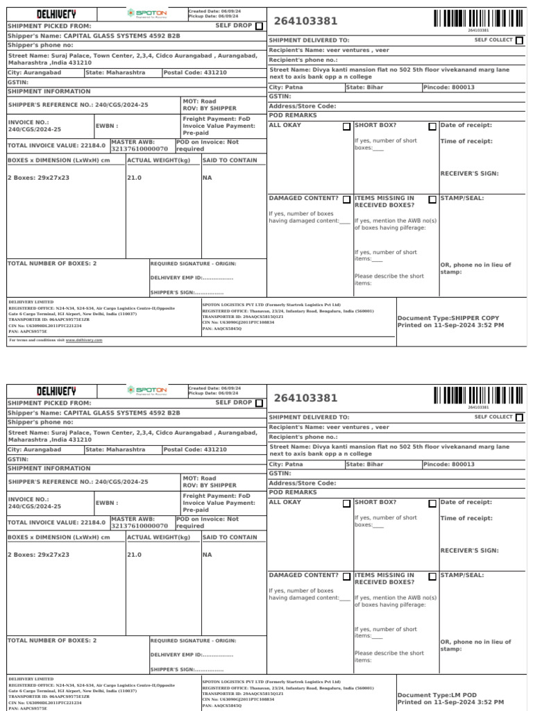 Self Collect: If Yes, Number of Short Boxes | PDF | Cargo | Freight ...